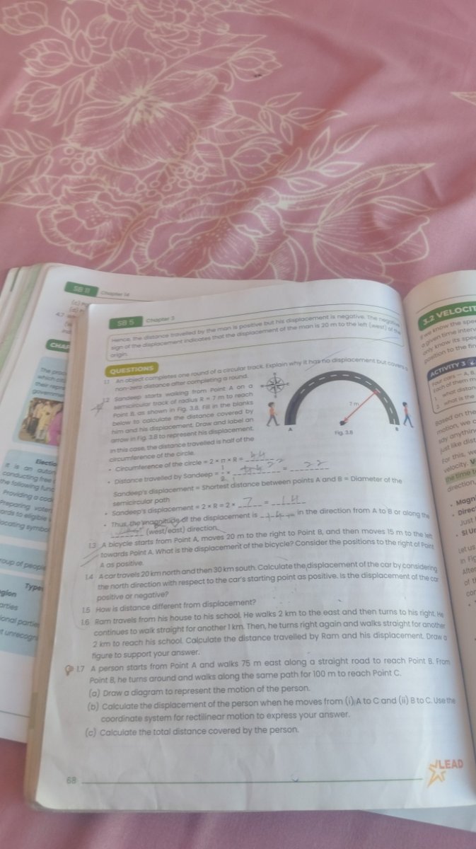 1.1 An object completes one round of a circular track. Explain why it has..