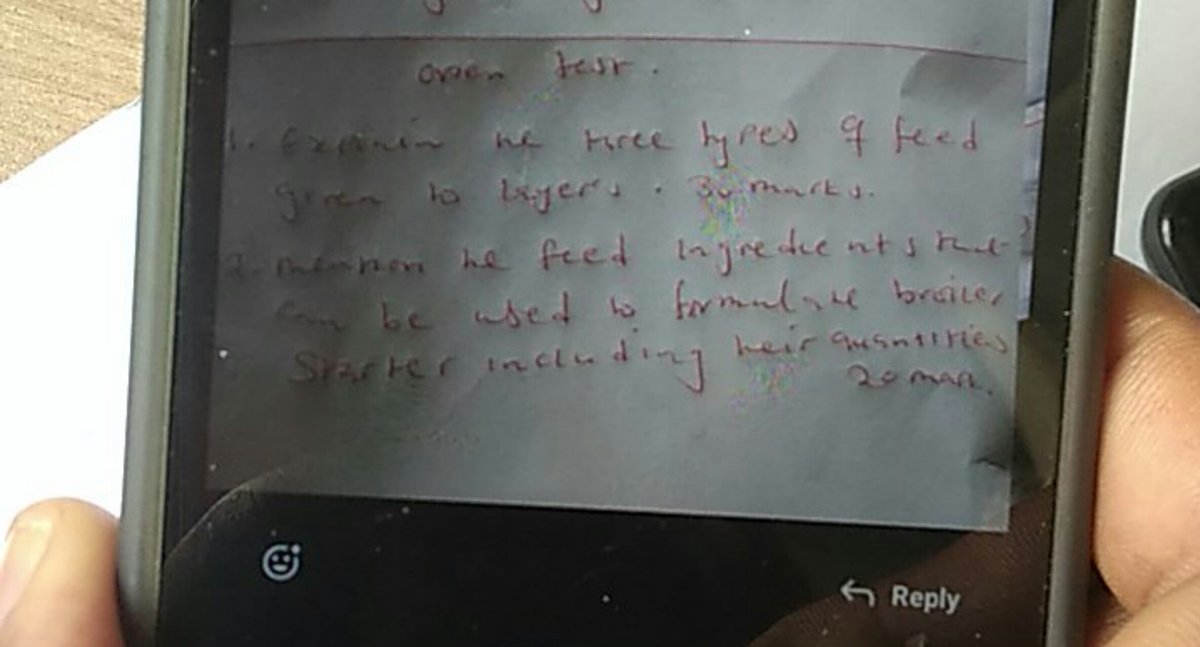 Explain the three types of feed given to layers. (30 marks) Mention the f..