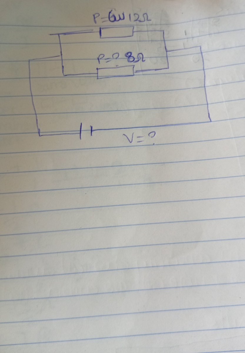 The image shows a circuit diagram with two resistors connected in paralle..