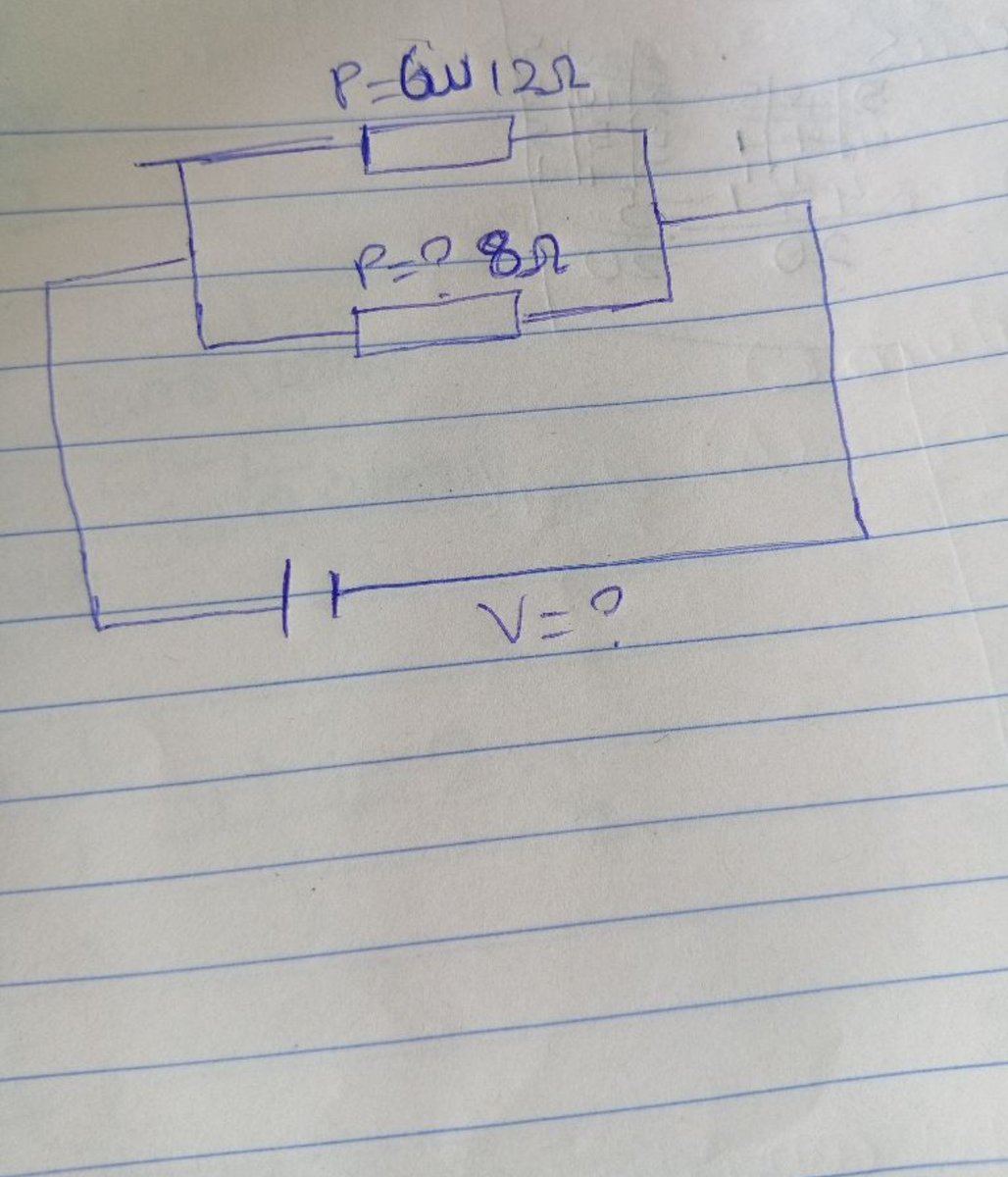 The image shows a circuit diagram with two resistors connected in paralle..