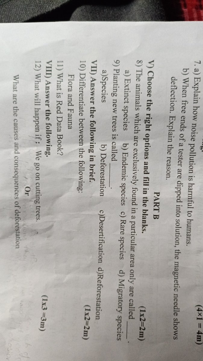 a) Explain how noise pollution is harmful to humans. b) When free ends of..