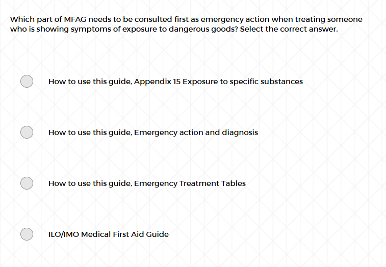 Which part of the MFAG (Medical First Aid Guide) should be consulted firs..