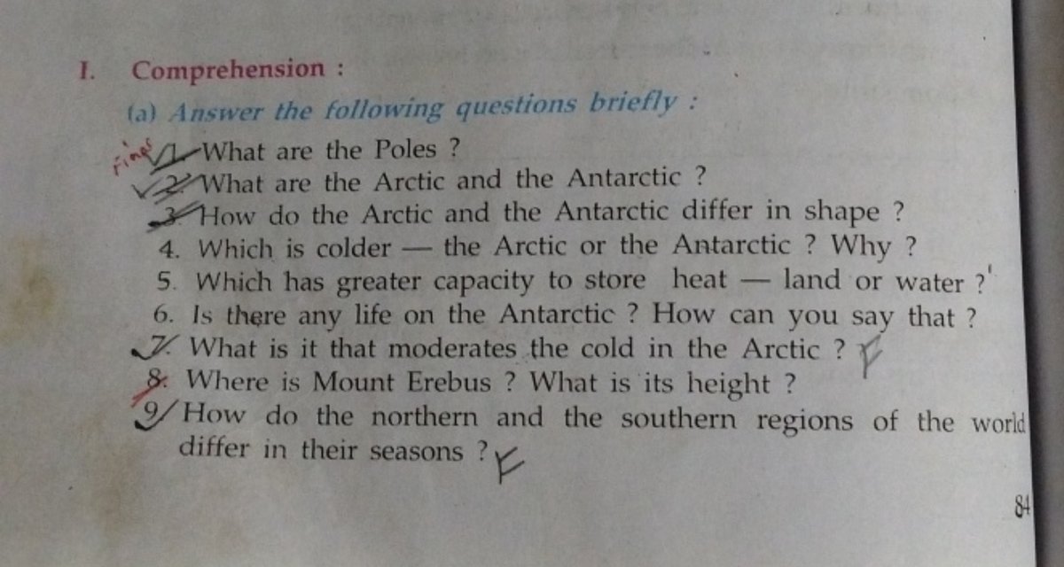 I. Comprehension: (a) Answer the following questions briefly: What are th..