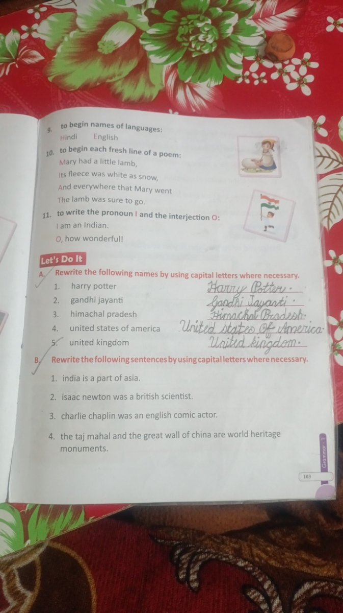 A. Rewrite the following names by using capital letters where necessary.