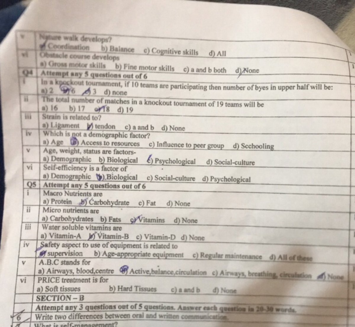 Q4 Attempt any 5 questions out of 6 i. In a knockout tournament, if 10 te..