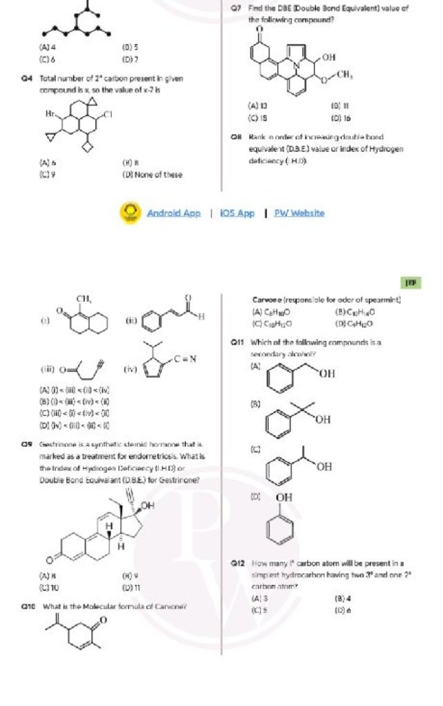 Q4 Total number of 2° carbon present in given compound is x, so the value..