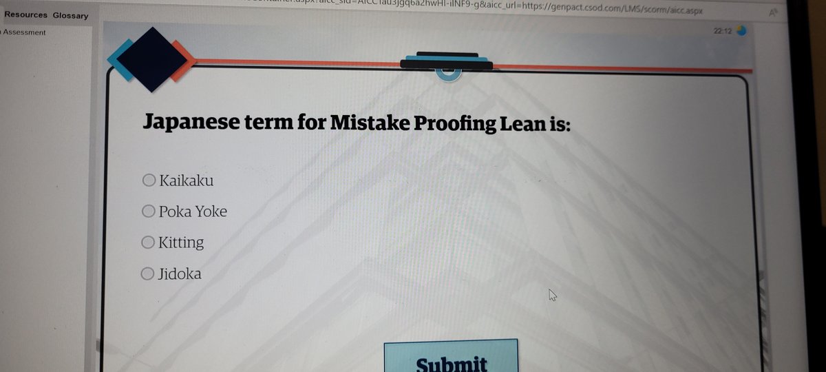 Question: Japanese term for Mistake Proofing Lean Which of the following..