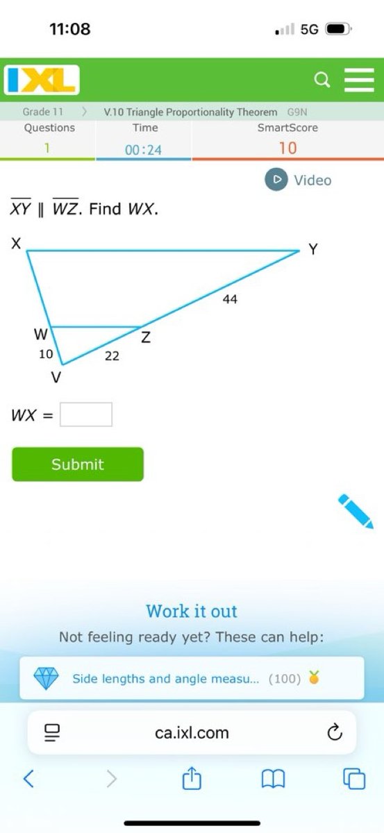 Given the diagram, where line segment XY is parallel to line segment WZ.