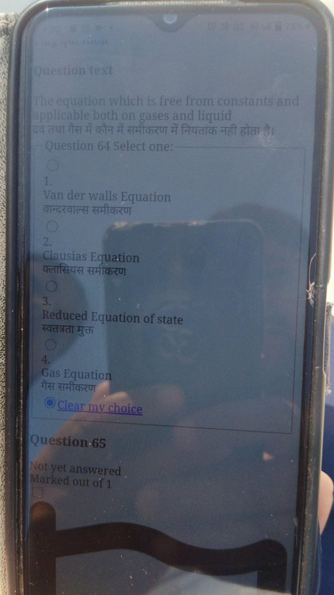 The equation which is free from constants and applicable both on gases an..