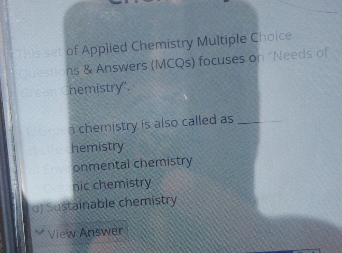 This set of Applied Chemistry Multiple Choice Questions & Answers (MCQs)
