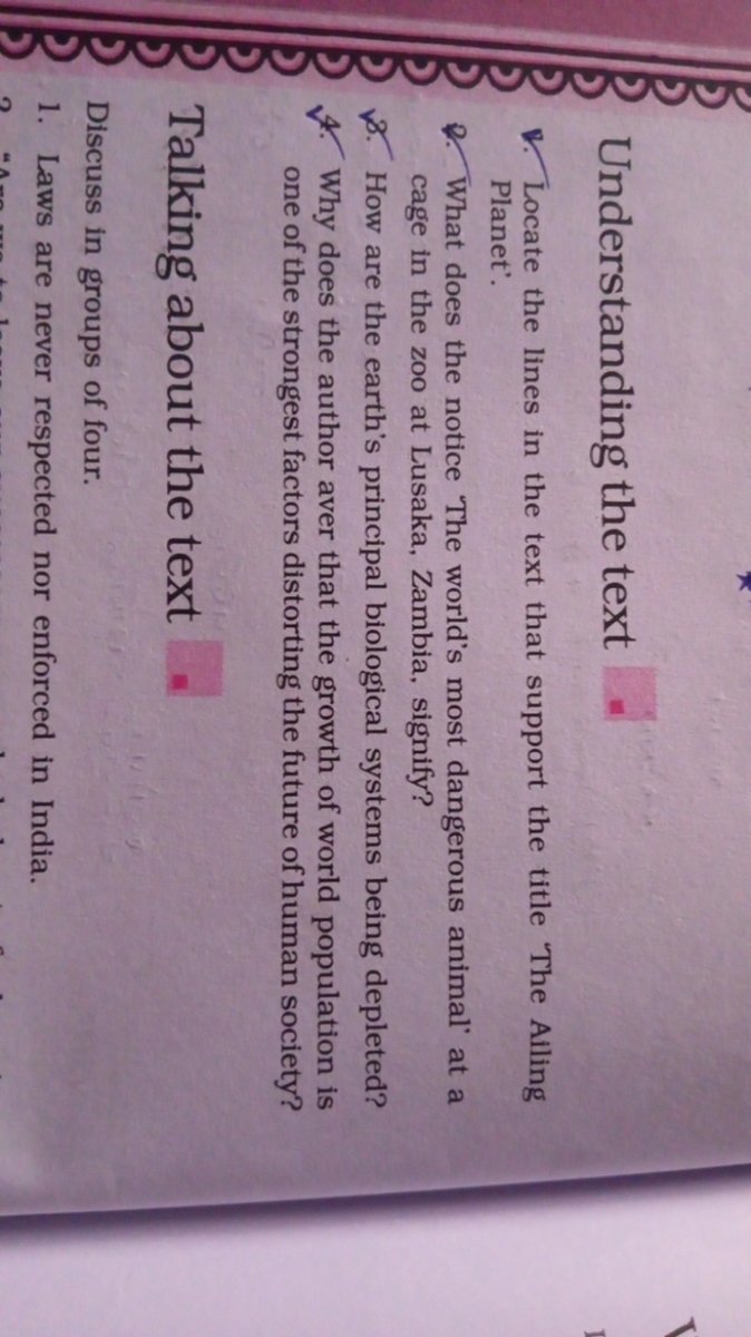 Here are some questions based on the text: Understanding the text Locat..