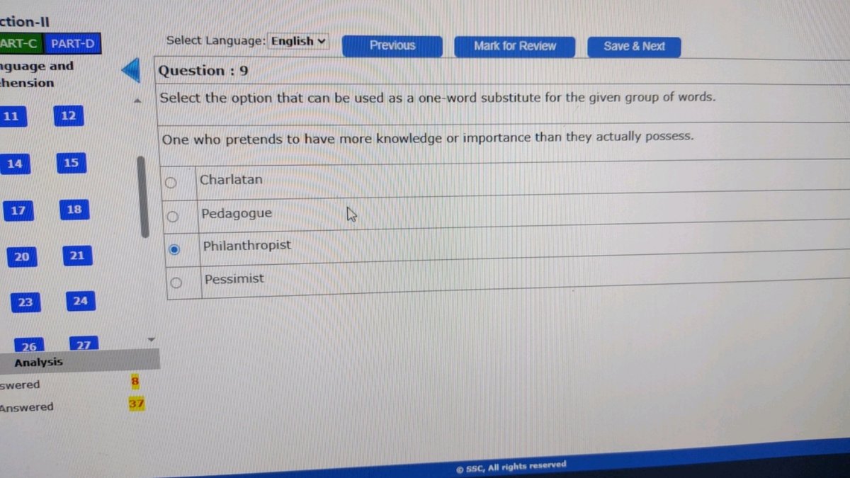 Select the option that can be used as a one-word substitute for the given..