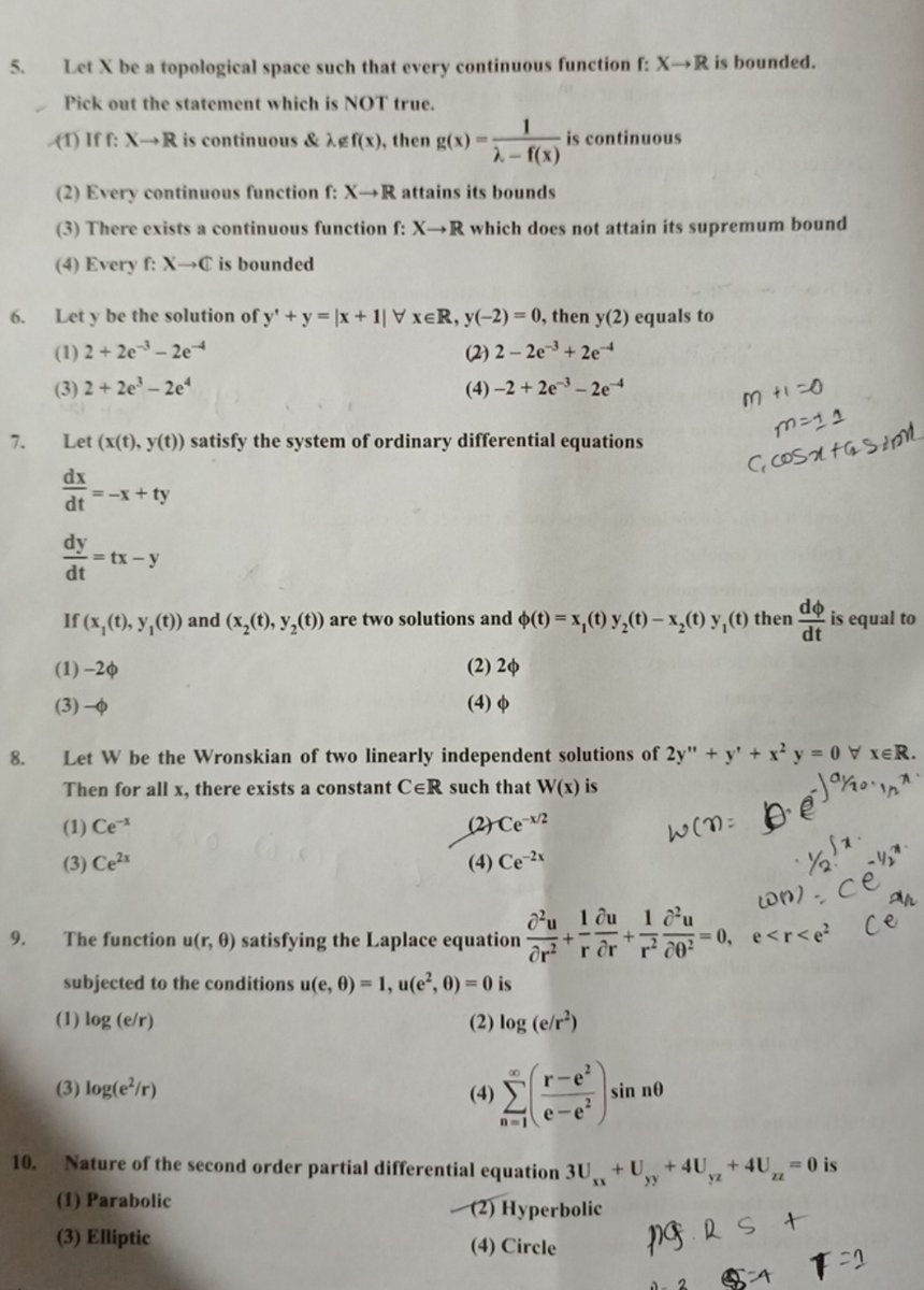 Let X be a topological space such that every continuous function f: X→R i..