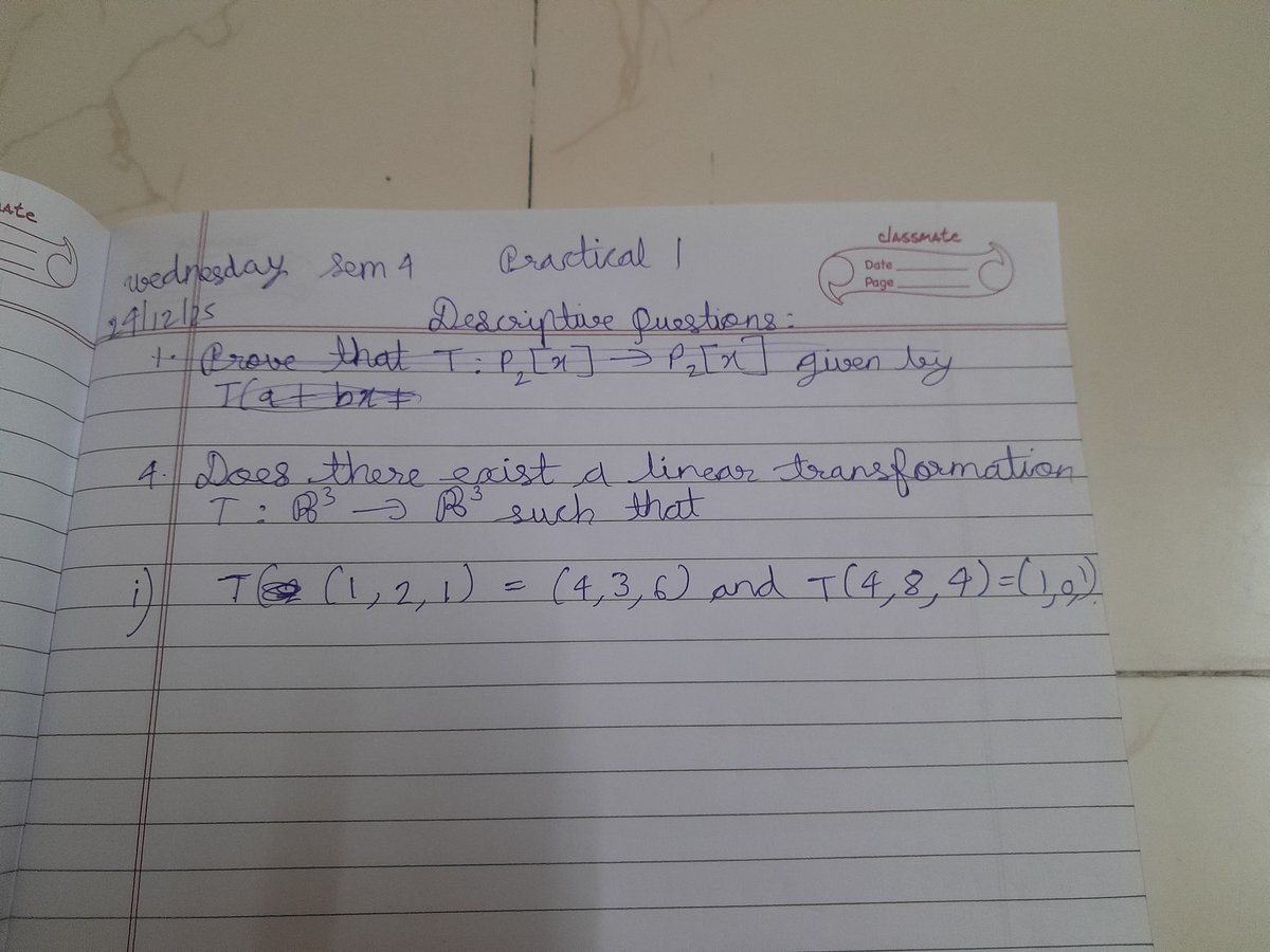 Prove that T: P₂[x] → P₂[x] given by T(a + bx + ...) Does there exist a