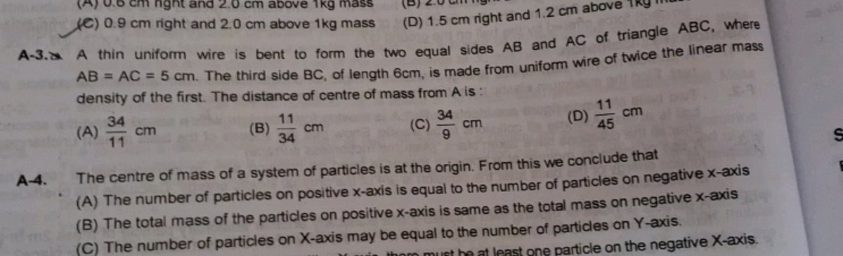 A thin uniform wire is bent to form the two equal sides AB and AC of tria..