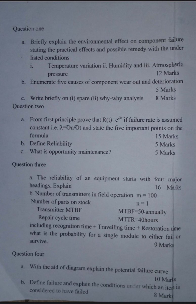Question one a. Briefly explain the environmental effect on component fai..