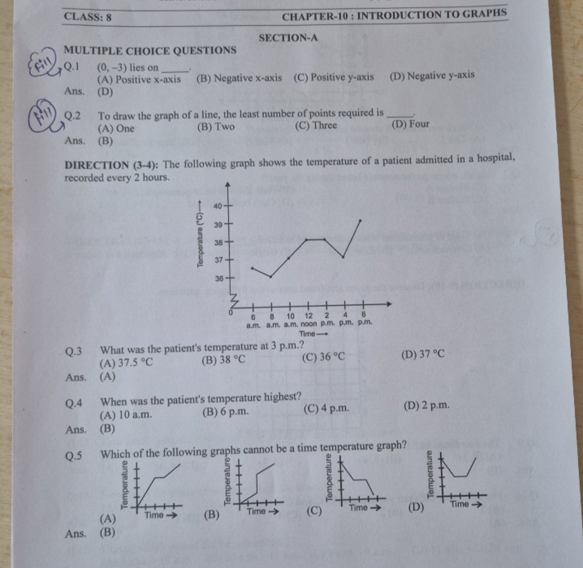 CLASS: 8 CHAPTER-10: INTRODUCTION TO GRAPHS SECTION-A MULTIPLE CHOICE QU..