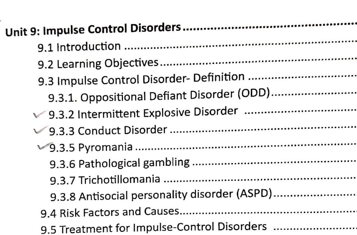 Unit 9: Impulse Control Disorders 9.1 Introduction 9.2 Learning Objectiv..