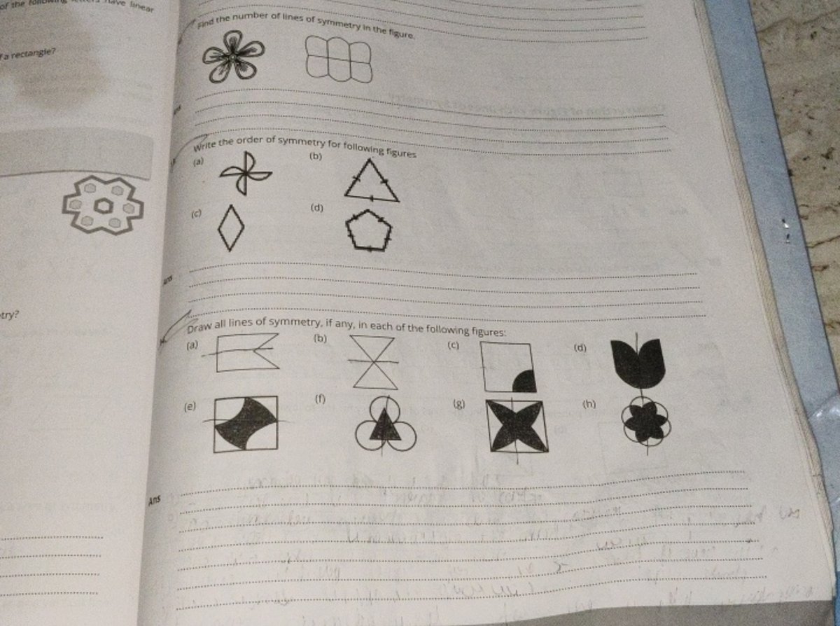 Find the number of lines of symmetry in the figure. Write the order of s..