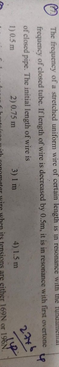 The frequency of a stretched uniform wire of certain length is in resonan..