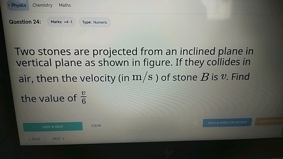 Two stones are projected from an inclined plane in a vertical plane as sh..