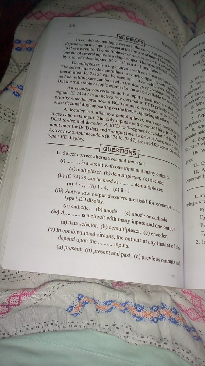 Select correct alternatives and rewrite: (i) _ is a circuit with one inpu..
