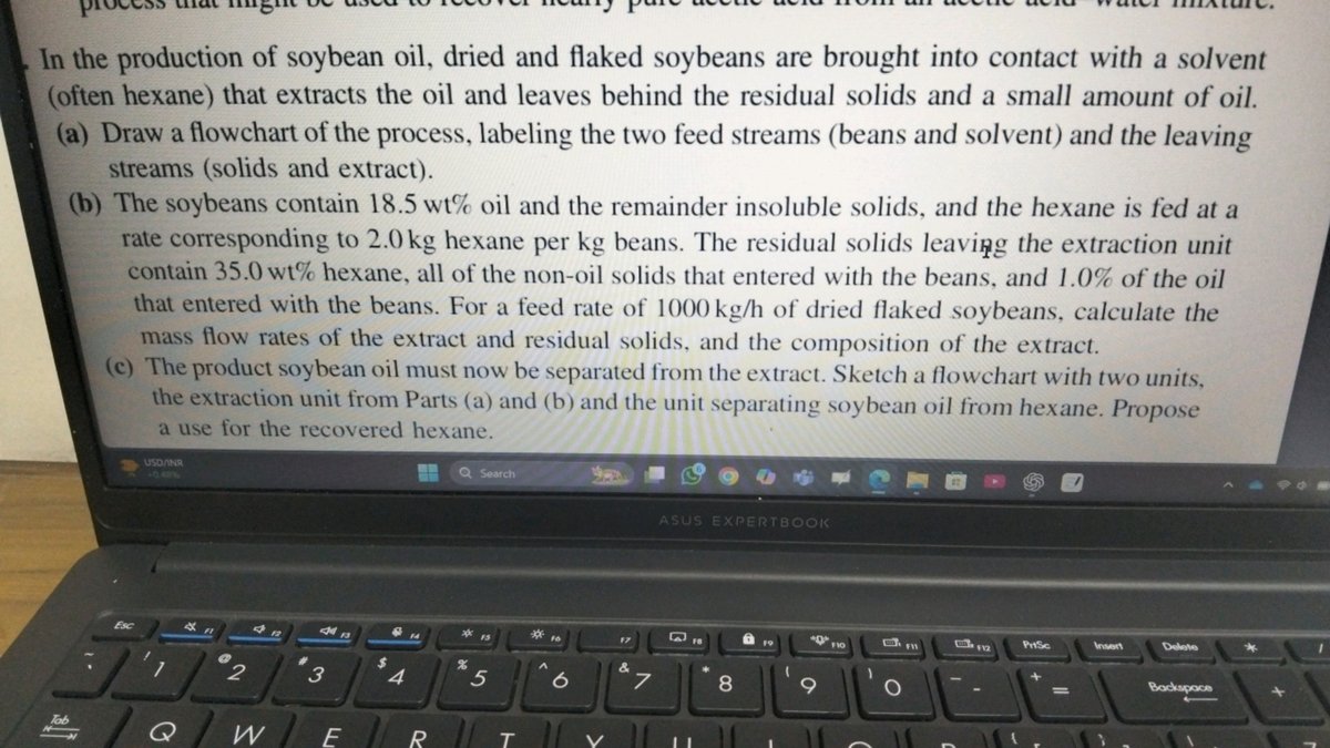 (a) Flowchart of Soybean Oil Extraction Process Draw a flowchart labelin..