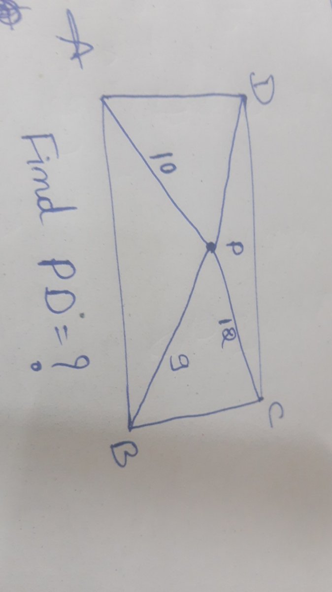 Find PD = ? (The image shows a quadrilateral ABCD with a point P inside...