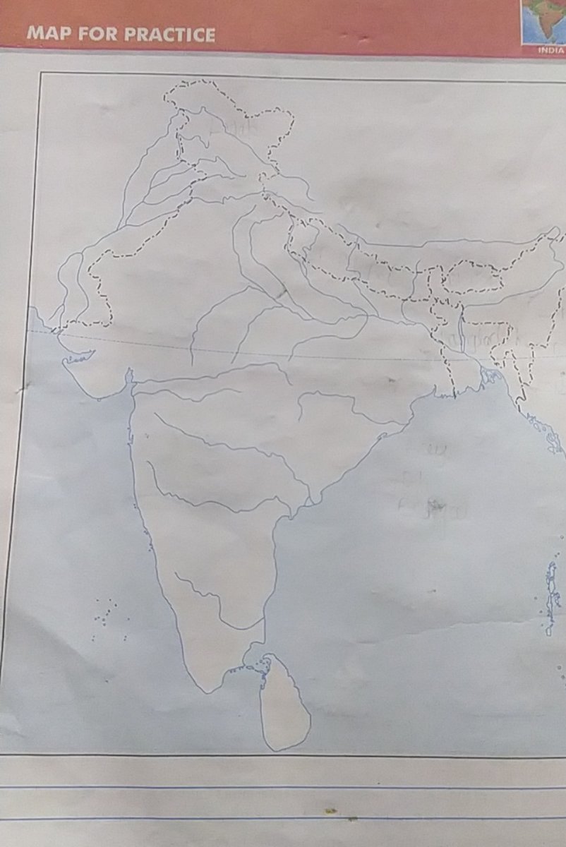 The image shows a blank map of India for practice. What should I do with