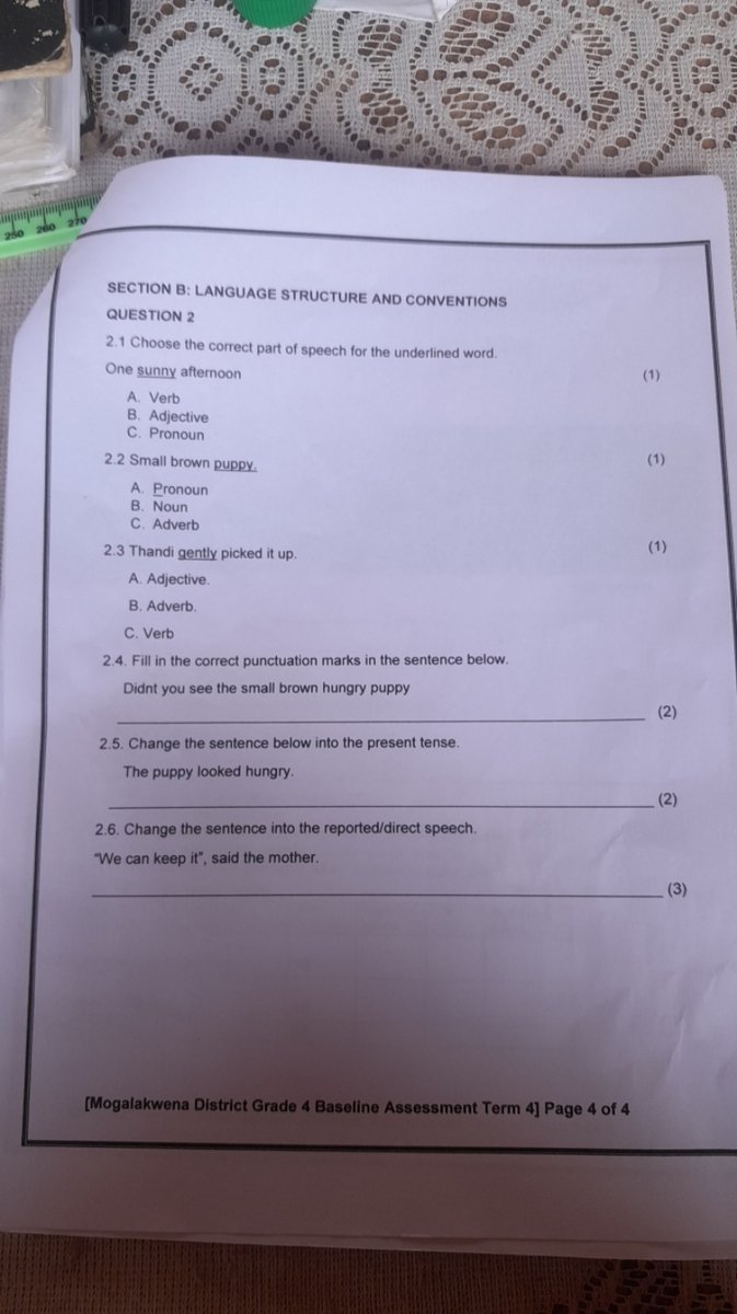 SECTION B: LANGUAGE STRUCTURE AND CONVENTIONS QUESTION 2 2.1 Choose the c..