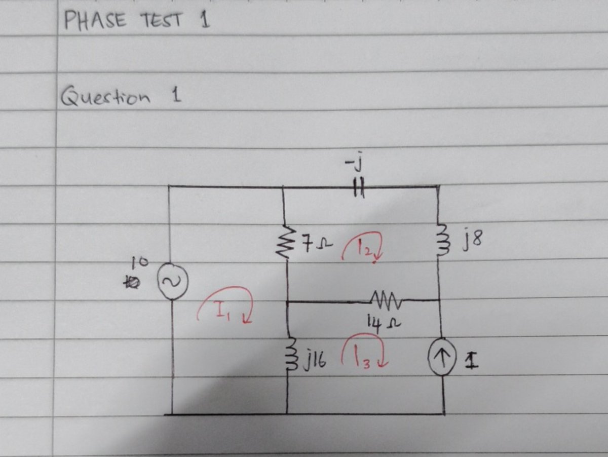 PHASE TEST 1 Question 1 Given the circuit diagram with the following com..