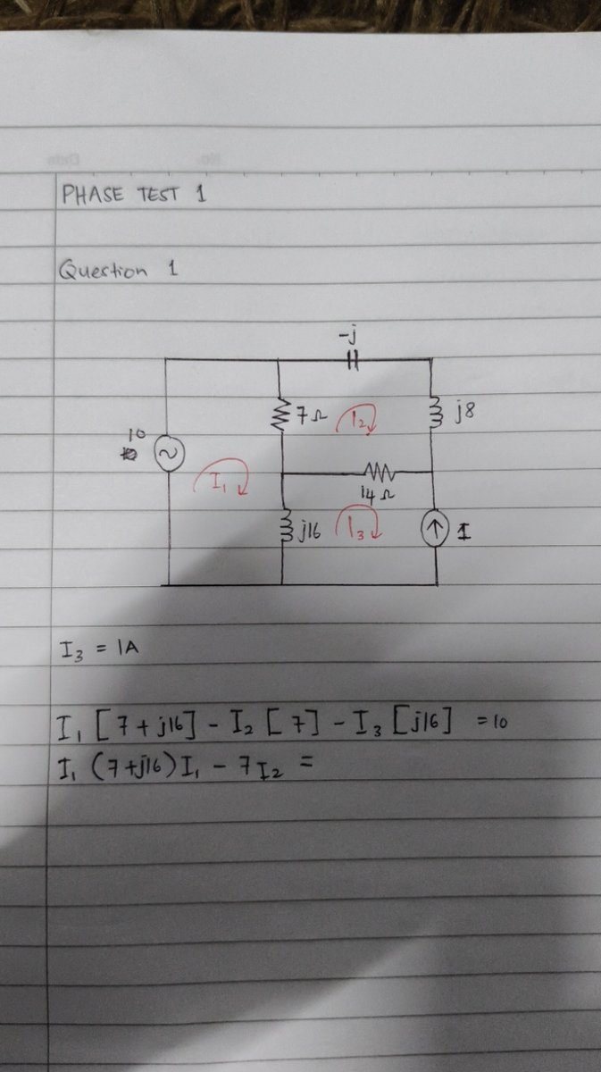 PHASE TEST 1 Question 1 [Diagram of an electrical circuit with component..