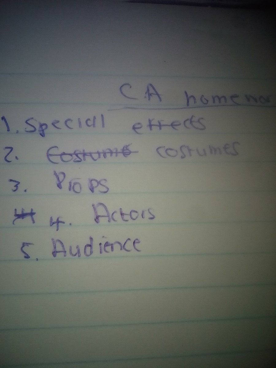 Define these words: Special effects Costumes Props Actors Audience | Filo