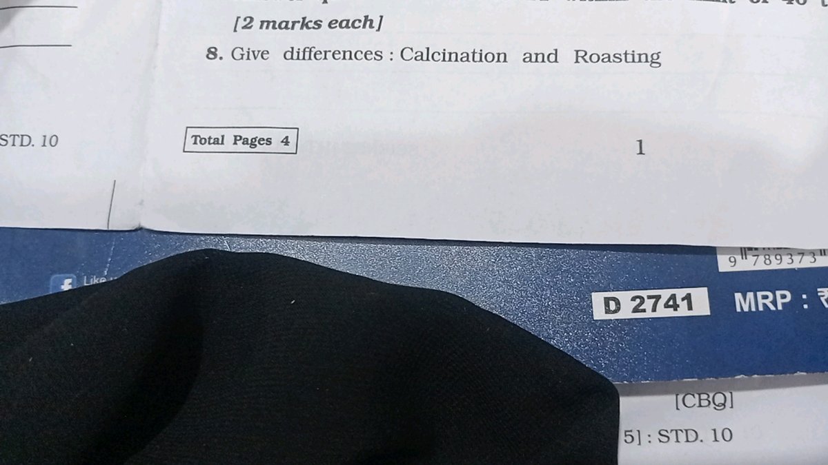 Give differences: Calcination and Roasting | Filo