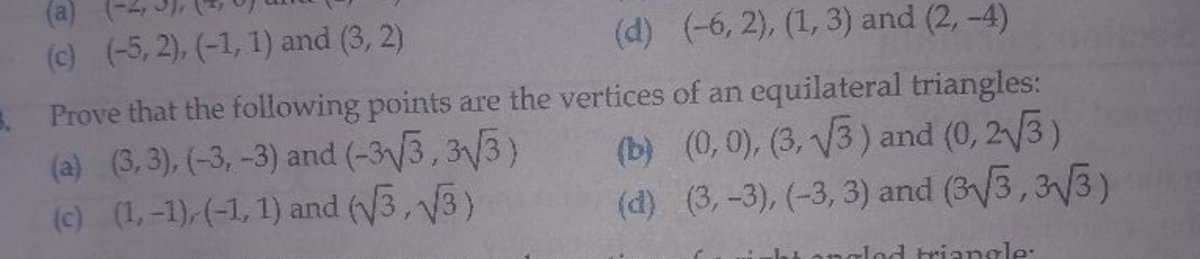 Prove that the following points are the vertices of an equilateral triang..