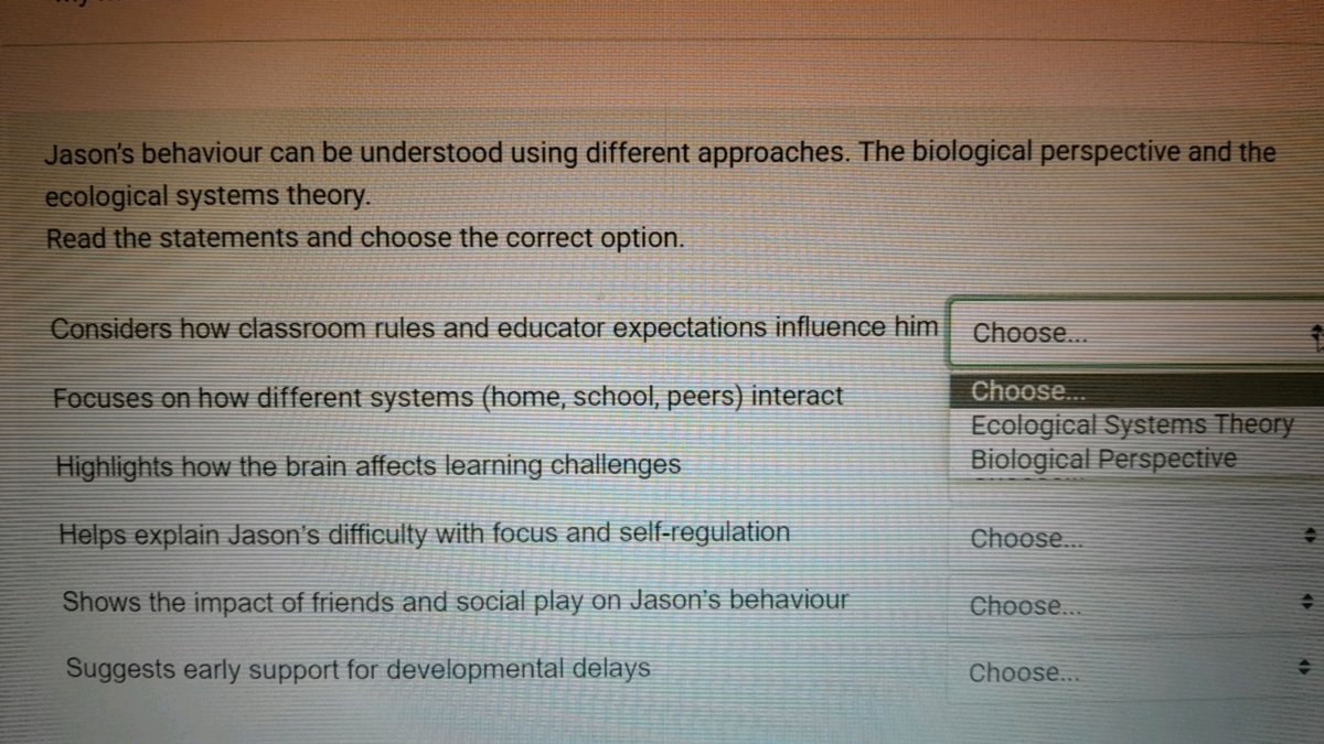 Jason's behaviour can be understood using different approaches: The biolo..