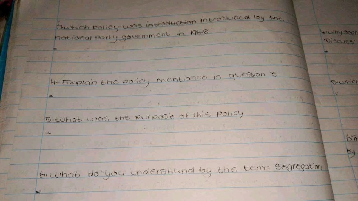 Which policy was introduced by the National Party government in 1948? Exp..