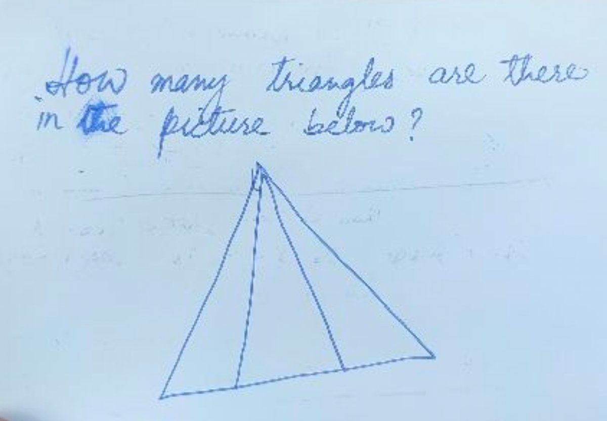 How many triangles are there in the picture below? [Diagram of a large t..