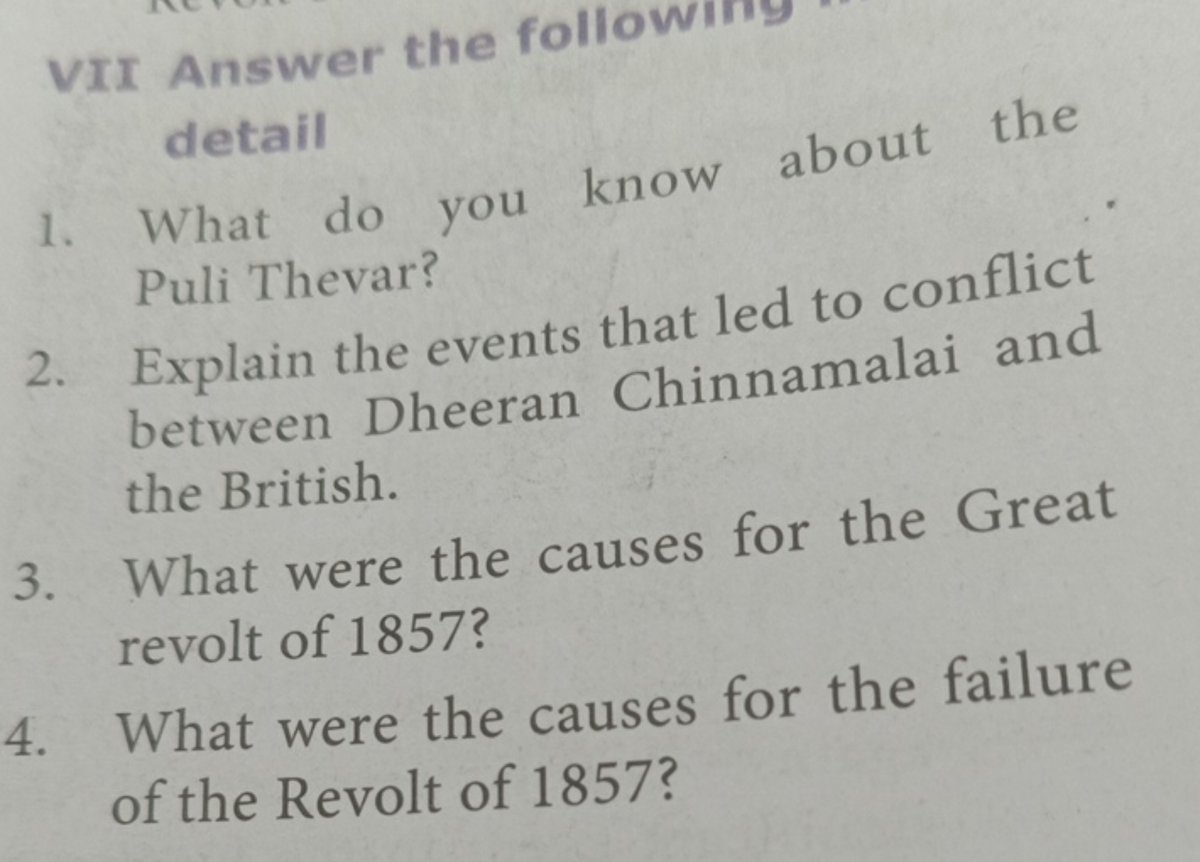 What do you know about the Puli Thevar? Explain the events that led to co..