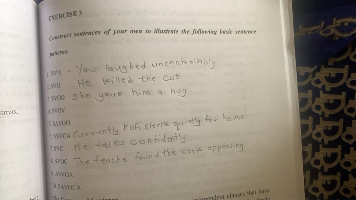 EXERCISE 3 Construct sentences of your own to illustrate the following ba..