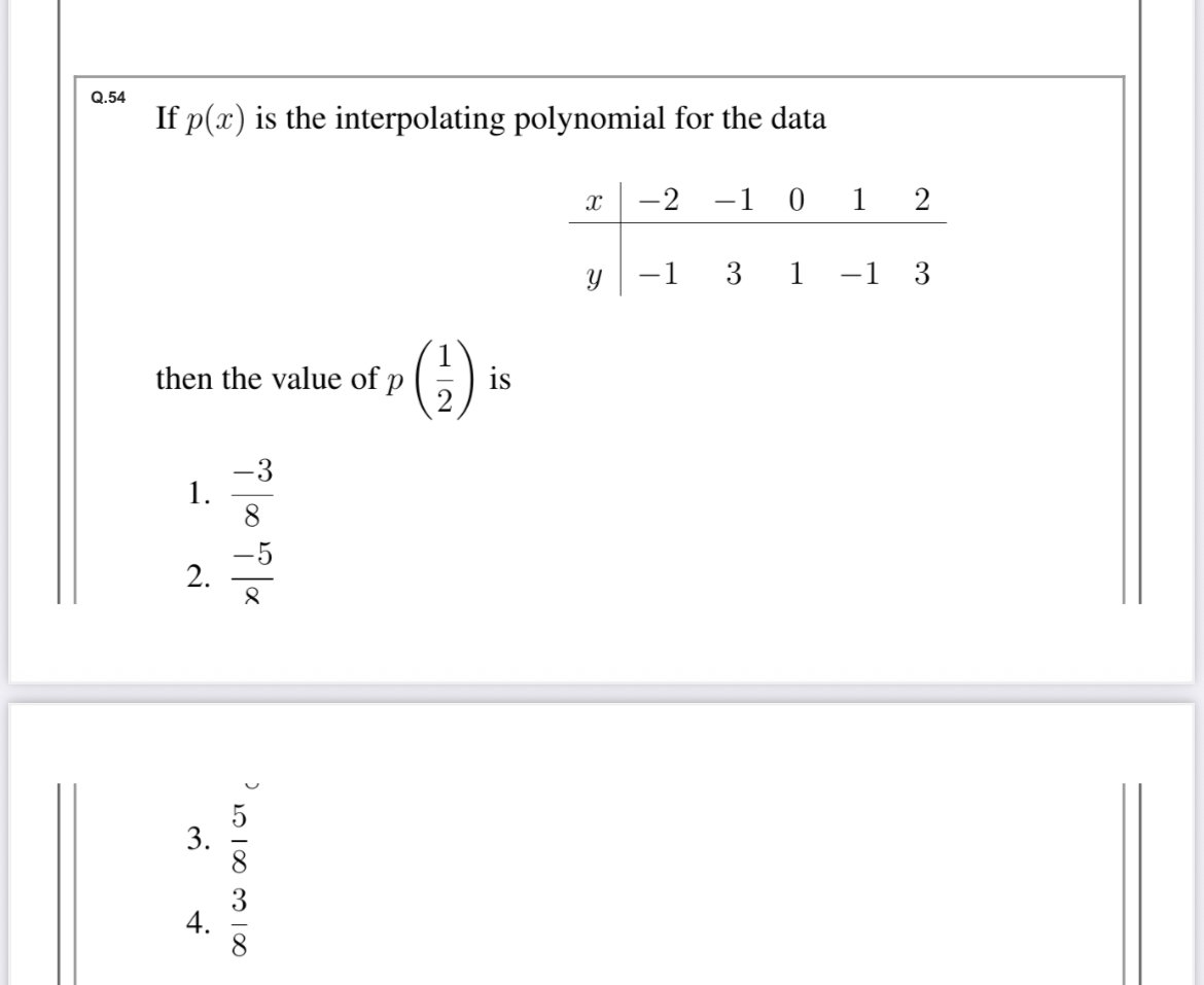 If p(x) is the interpolating polynomial for the data | x | -2 | -1 | 0