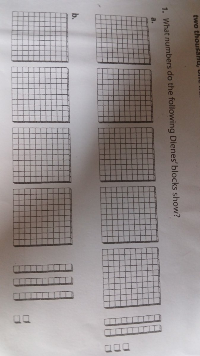 What numbers do the following Dienes' blocks show? a. b. | Filo