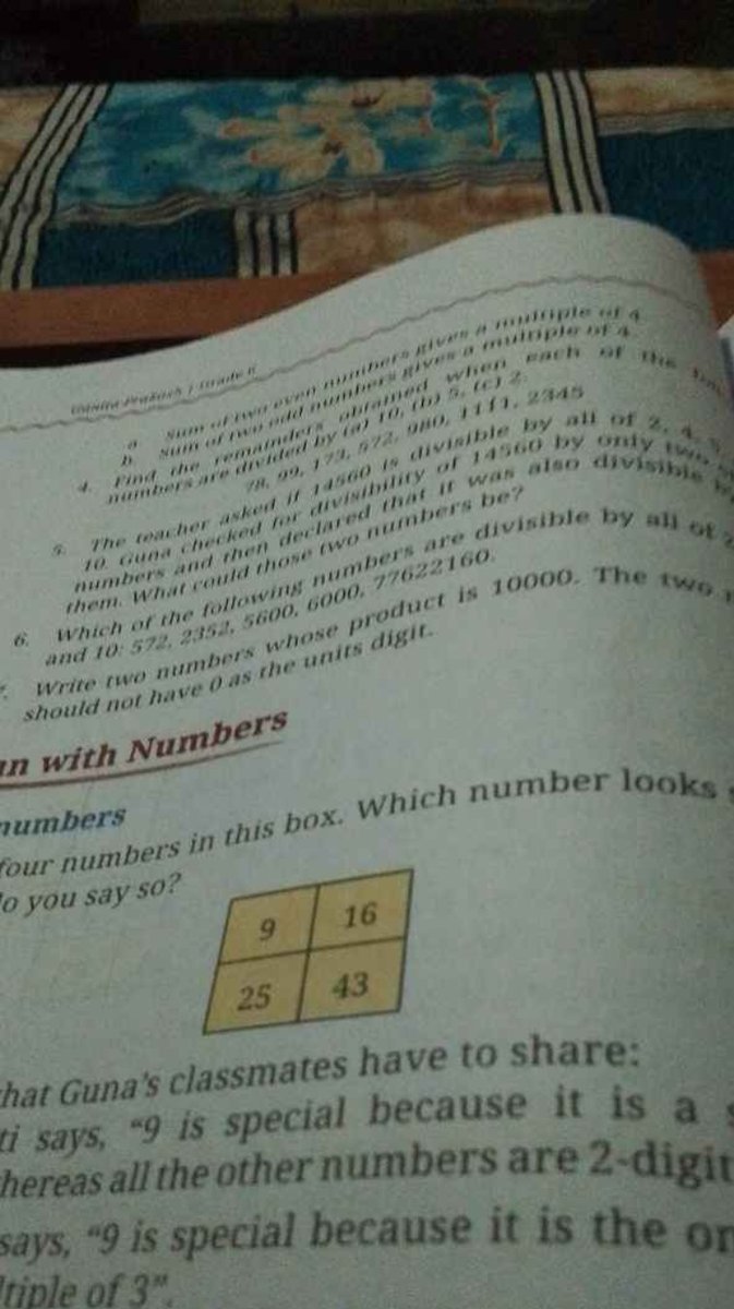 Four numbers in this box. Which number looks special? | 9 | 16