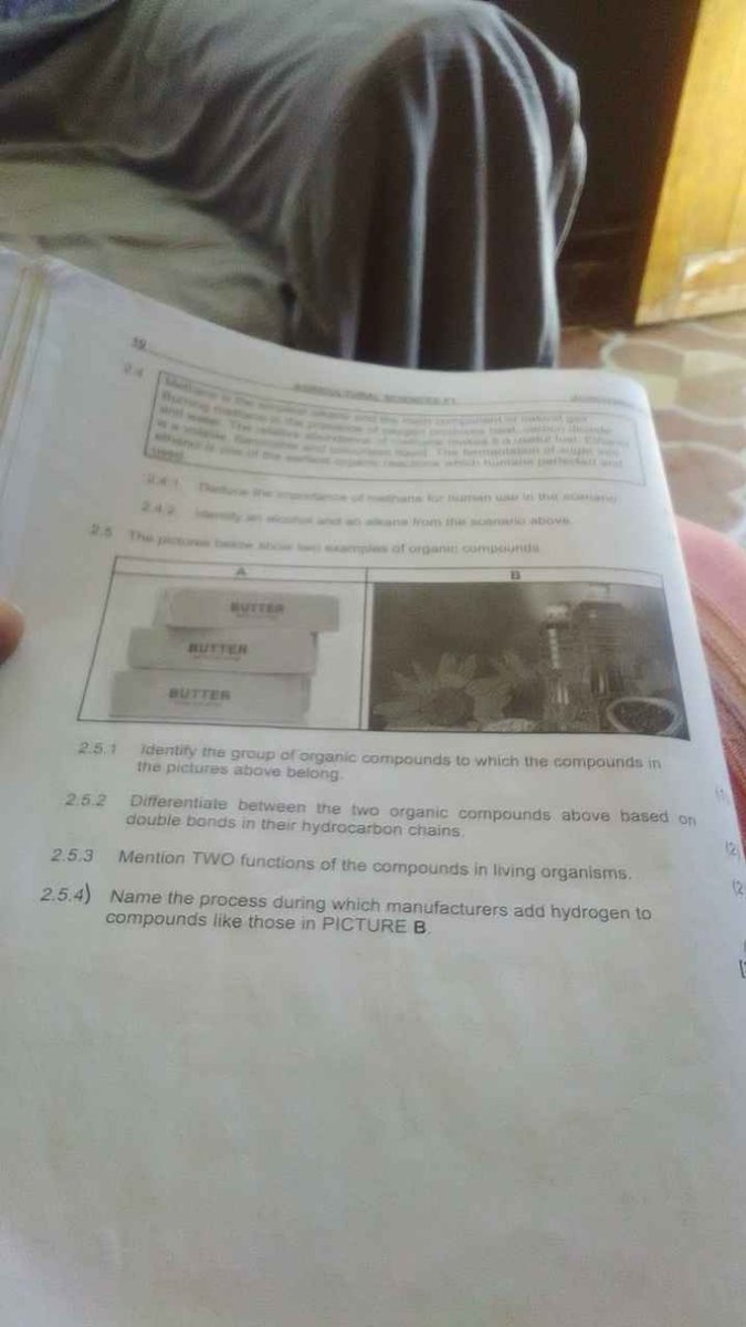 2.5 The pictures below show two examples of organic compounds. A BUTTER