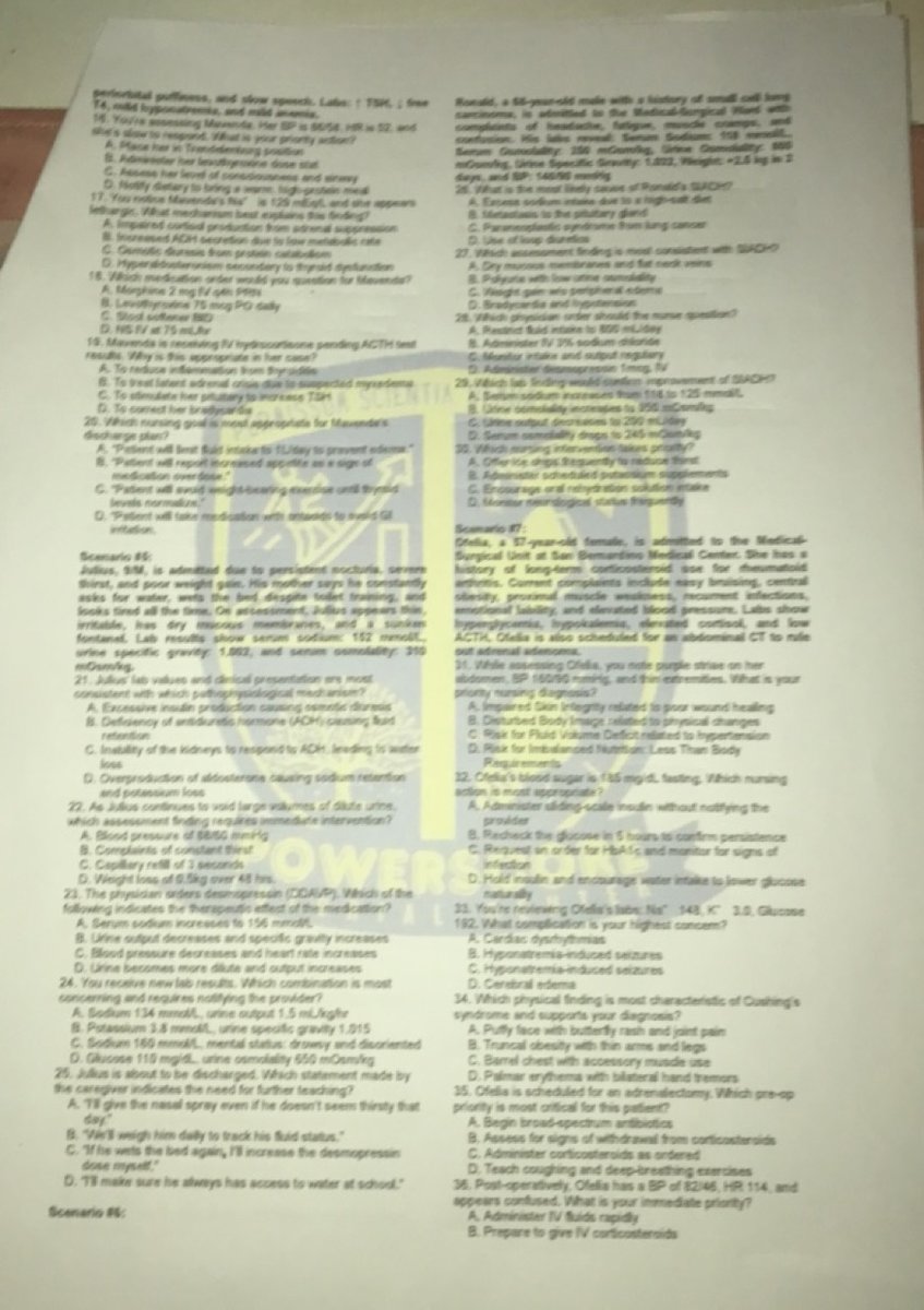 Clinical Scenario Questions (Mavenda) 15. You're assessing Mavenda. Her