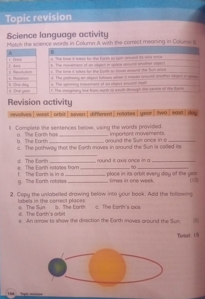 Science language activity Match the science words in Column A with the co..
