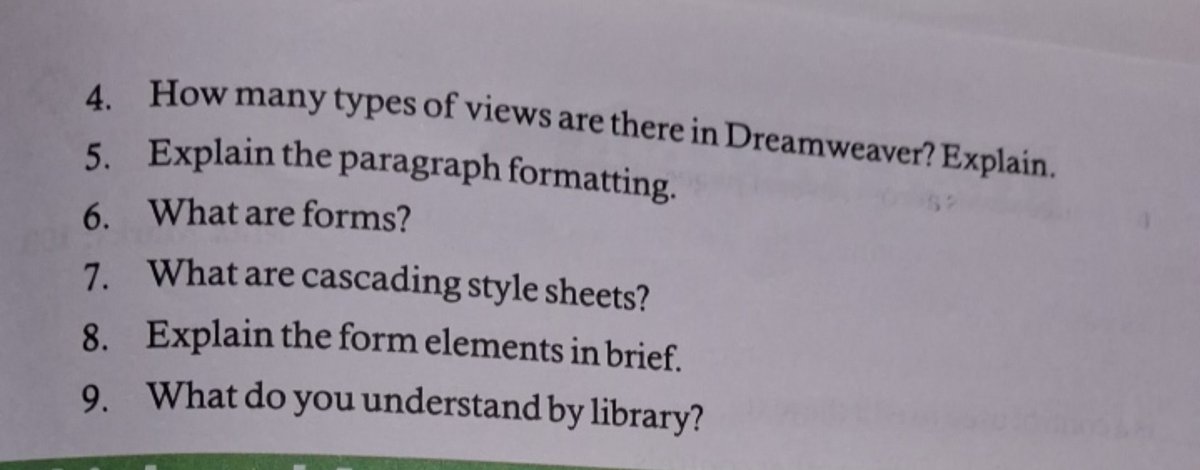 How many types of views are there in Dreamweaver? Explain. Explain the pa..