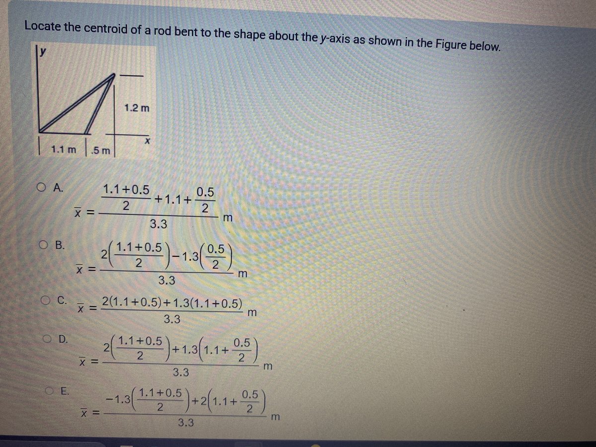 Locate the centroid of a rod bent to the shape about the y-axis as shown