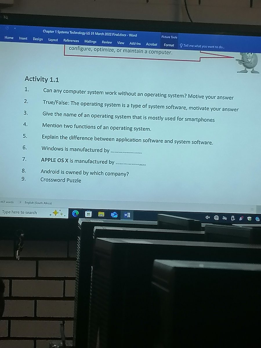 Activity 1.1 Can any computer system work without an operating system? M..