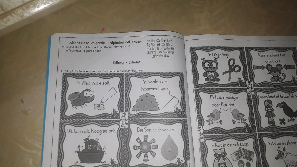 Alfabetiese volgorde - Alphabetical order Skryf die karakters uit die sto..
